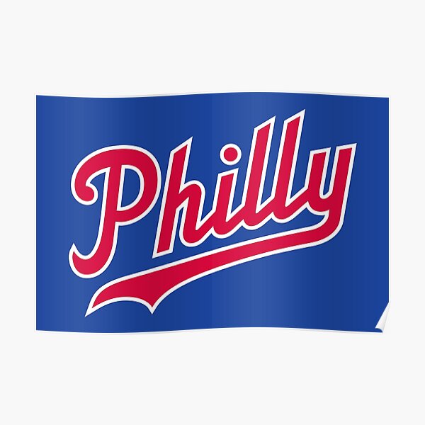 "Philly Script - Blue/Red" Poster for Sale by SaturdayACD | Redbubble