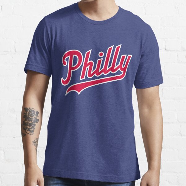 "Philly Script - Blue/Red" T-shirt for Sale by SaturdayACD | Redbubble ...