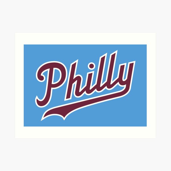 "Philly Script - Powder Blue" Art Print by SaturdayACD | Redbubble