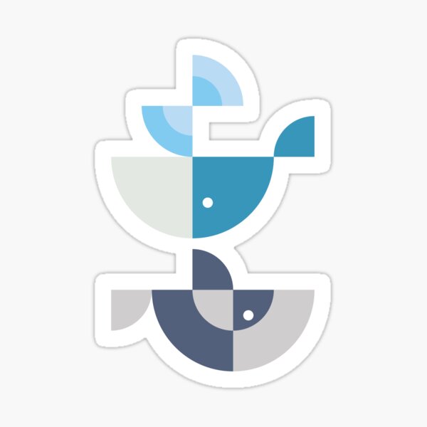 "Quadrant Whale & Shark" Sticker for Sale by arabatzoglou | Redbubble