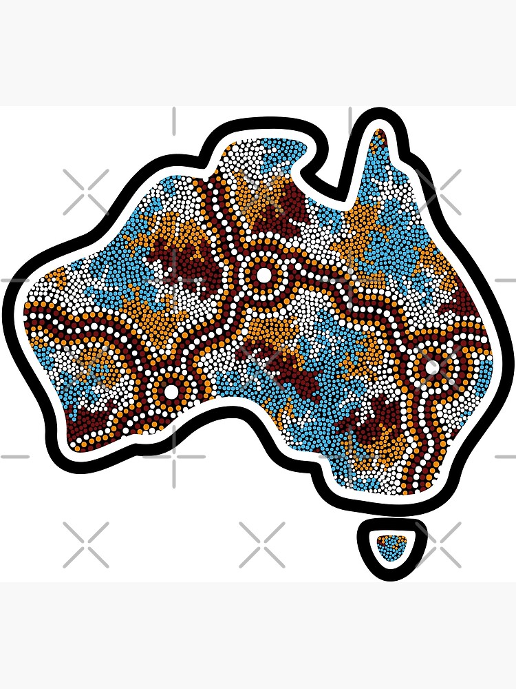 "Authentic Aboriginal Art - Australia Map Wetland Dreaming" Poster for ...