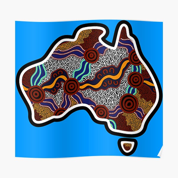 "Authentic Aboriginal Art - Australia Map Artwork" Poster for Sale by ...