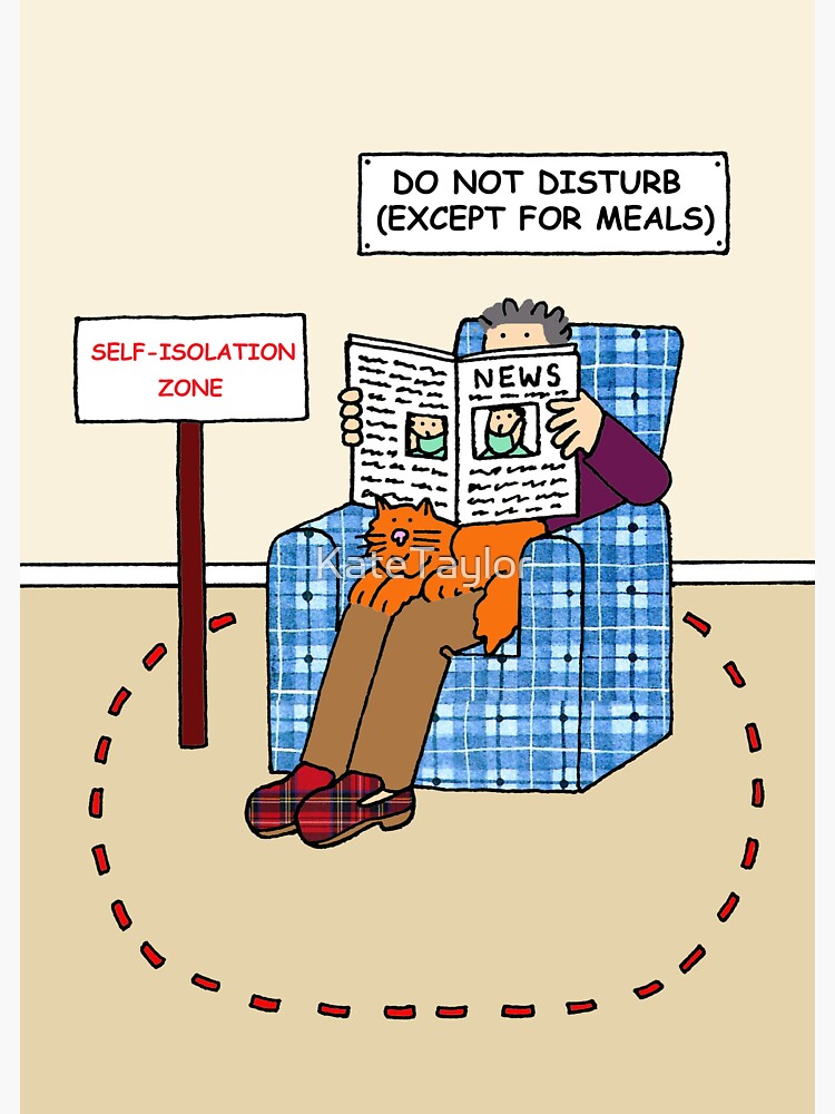 "Coronavirus Self-isolation Zone Cartoon Man Waiting for His Meals ...