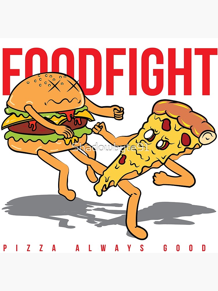Póster «Diseño de pizza vs hamburguesa lucha» de Shadowbyte91 | Redbubble