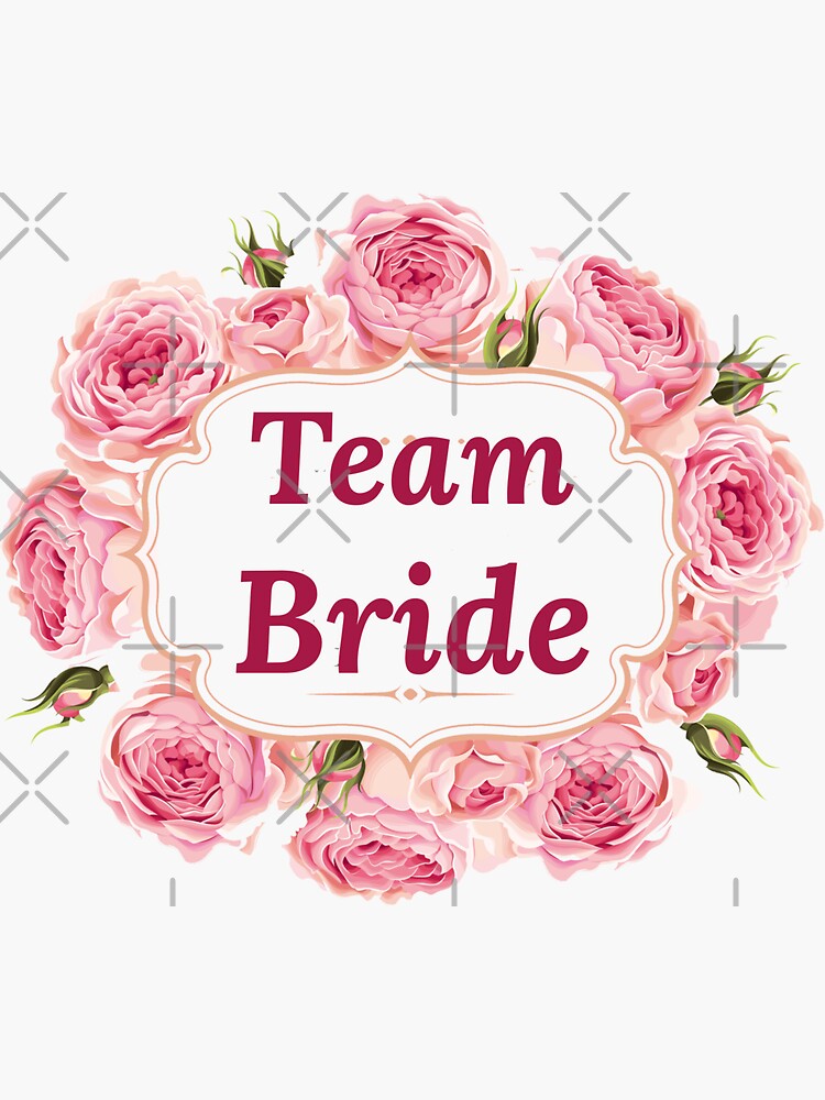 "Team Bride Ring of Peonies." Sticker by hen-party | Redbubble