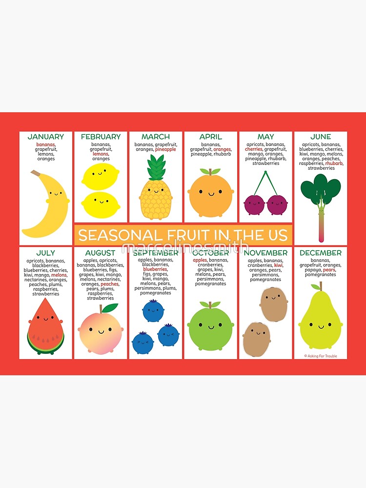 "USA Seasonal Fruits Chart" Photographic Print by marcelinesmith ...