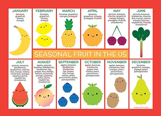 "USA Seasonal Fruits Chart" Photographic Print by marcelinesmith ...