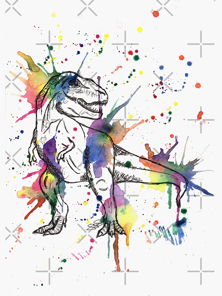 "Rainbow T-Rex Dinosaur" Sticker by MenagerieMayhem | Redbubble
