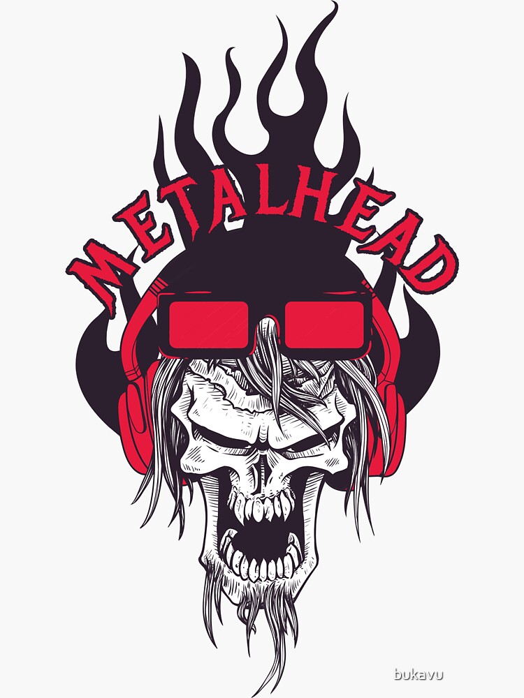 "Metalhead Skull" Sticker by bukavu | Redbubble