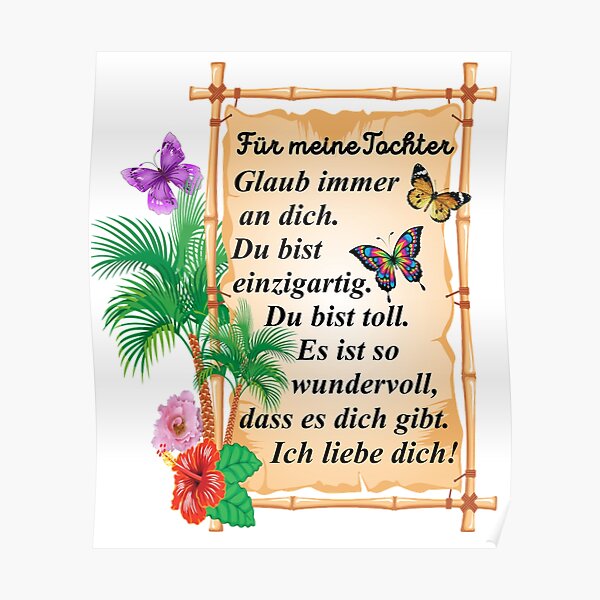 "Für meine Tochter - Spruch - Vater Mutter Familien Sprüche" Poster von Myriala | Redbubble