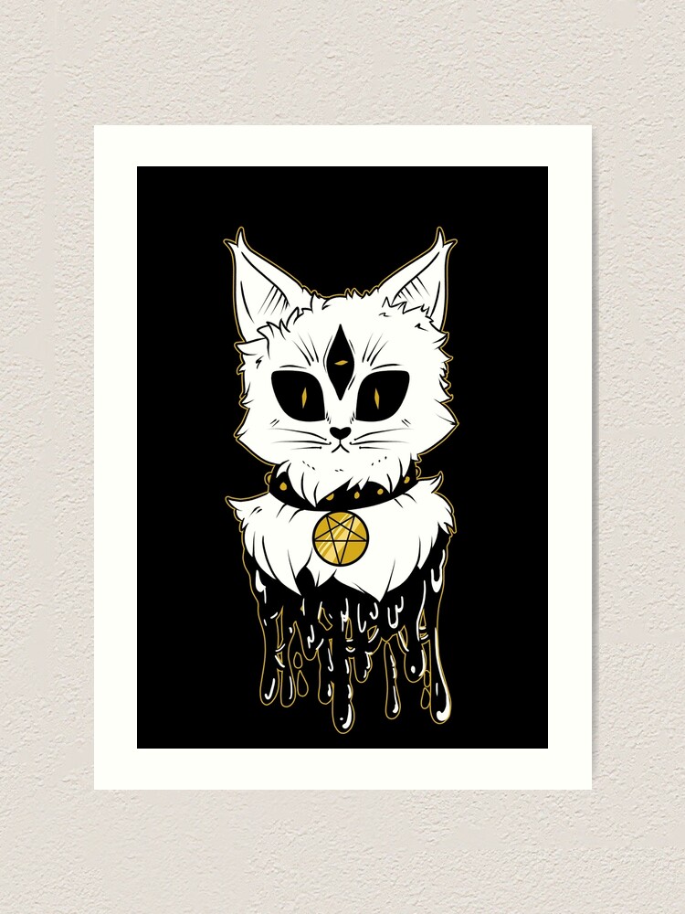 "Satanic Fluffy Cat" Art Print for Sale by ChromaDraws | Redbubble