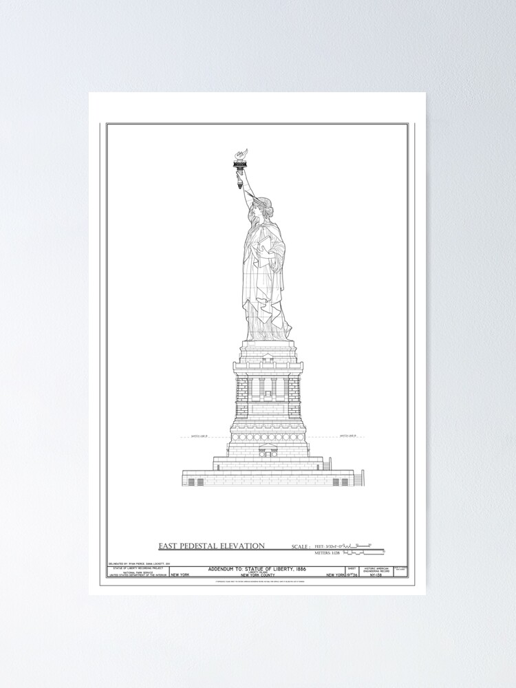 "Statue of Liberty Blueprint " Poster by BravuraMedia | Redbubble