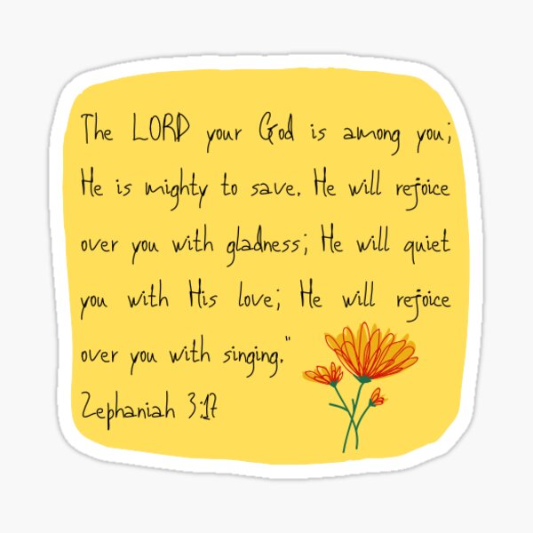 "Zephaniah 3:17" Sticker for Sale by darbidrew | Redbubble