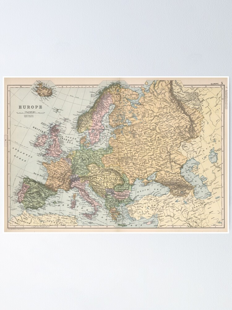 "Vintage Map of Europe (1892)" Poster for Sale by BravuraMedia | Redbubble
