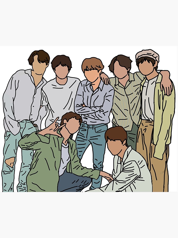 "Bts group line art" Photographic Print for Sale by Magicshoppe | Redbubble