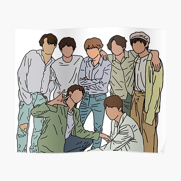 "Bts group line art" Poster for Sale by Magicshoppe | Redbubble