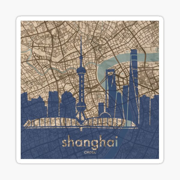 "Map + Silhouette | Shanghai" Sticker by CPTVDesign | Redbubble
