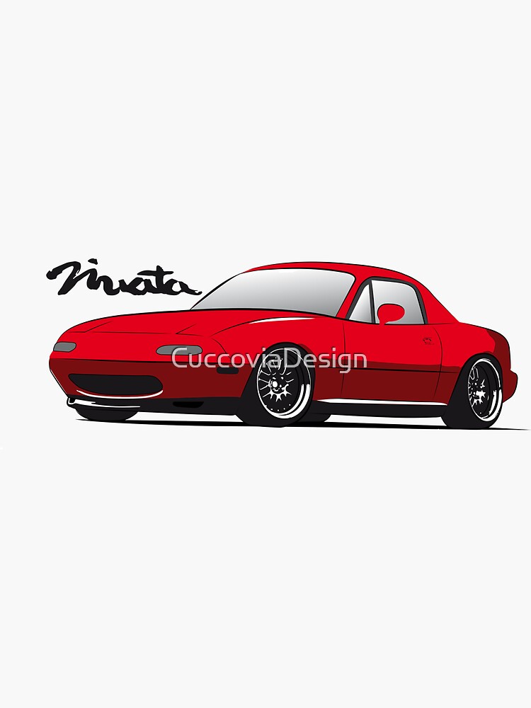 "Red Miata NA" Sticker by CuccoviaDesign | Redbubble