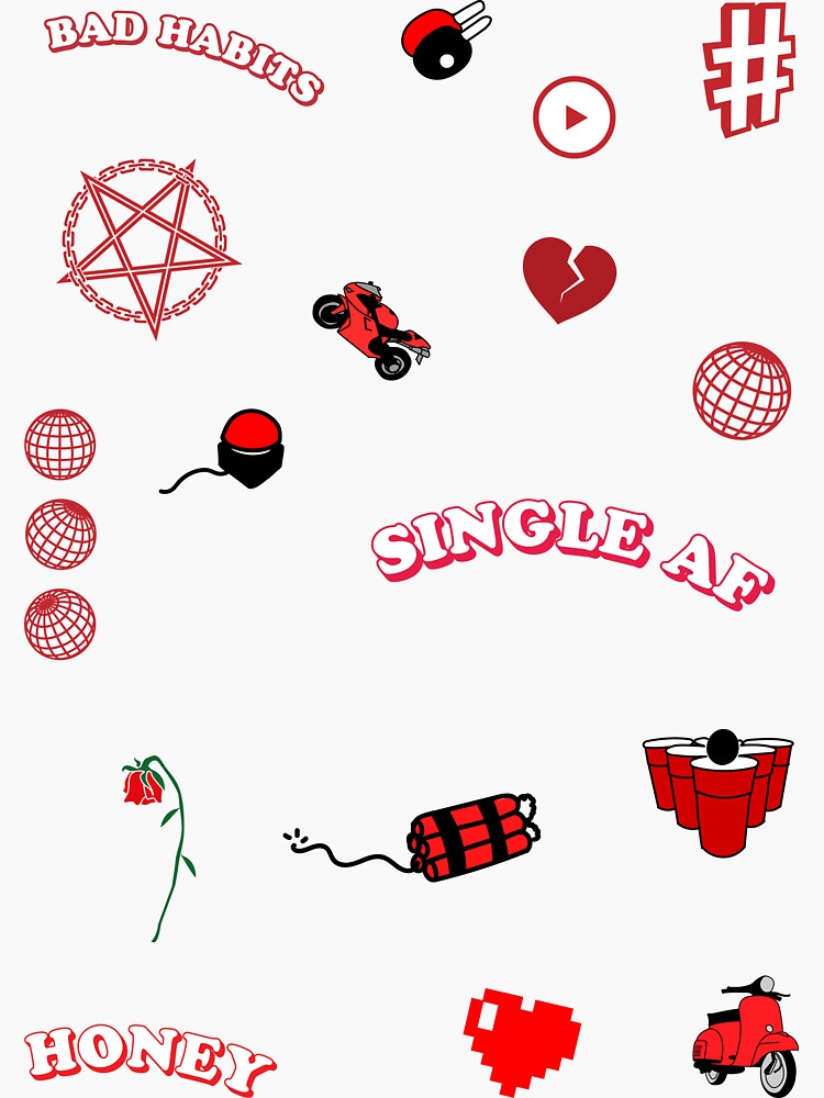 "Set of red stickers" Sticker for Sale by asymmetrickid | Redbubble
