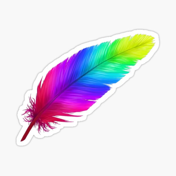 "Rainbow Colored Feather(white)" Sticker for Sale by sagar96 | Redbubble