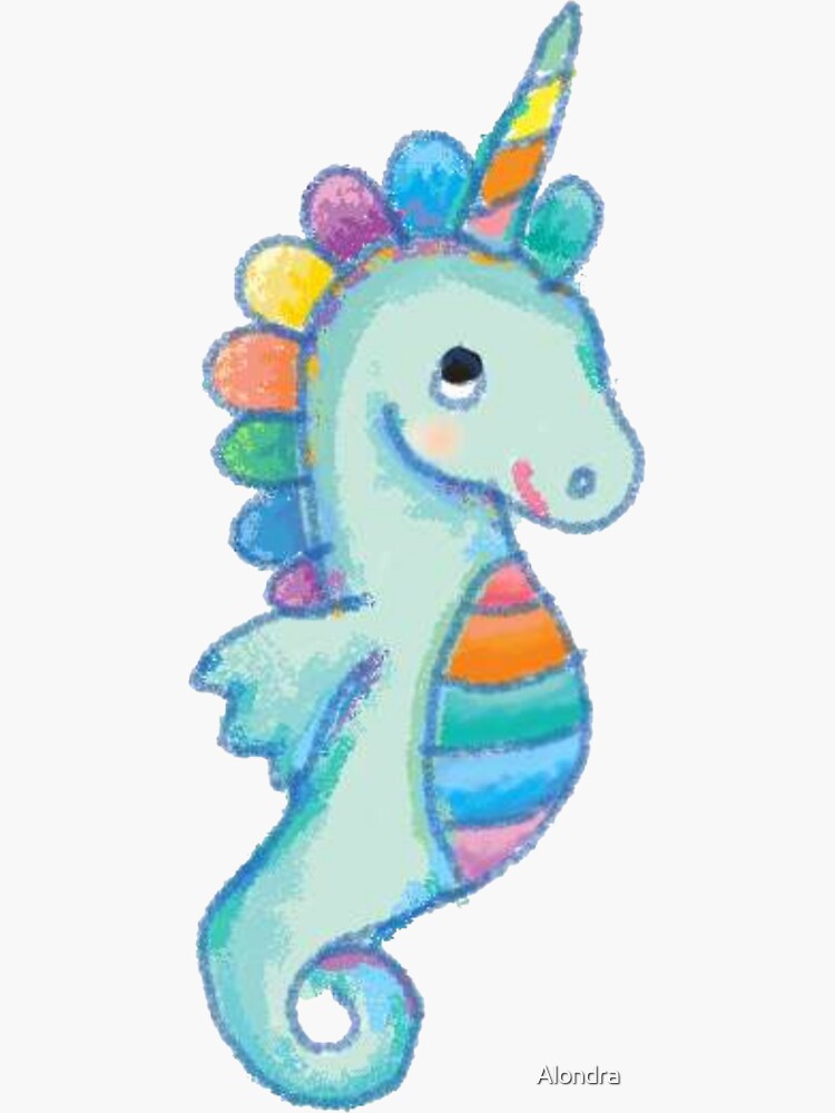 "Cute Unicorn Seahorse drawing" Sticker for Sale by Alondra | Redbubble
