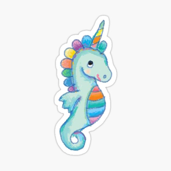 "Cute Unicorn Seahorse drawing" Sticker for Sale by Alondra | Redbubble