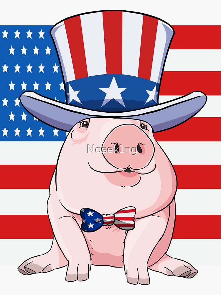 "Pig 4th of July Patriotic Uncle Sam" Sticker by Nosek1ng | Redbubble