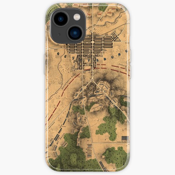 "Vintage Map of The Gettysburg Battlefield (1863) 3" iPhone Case for ...