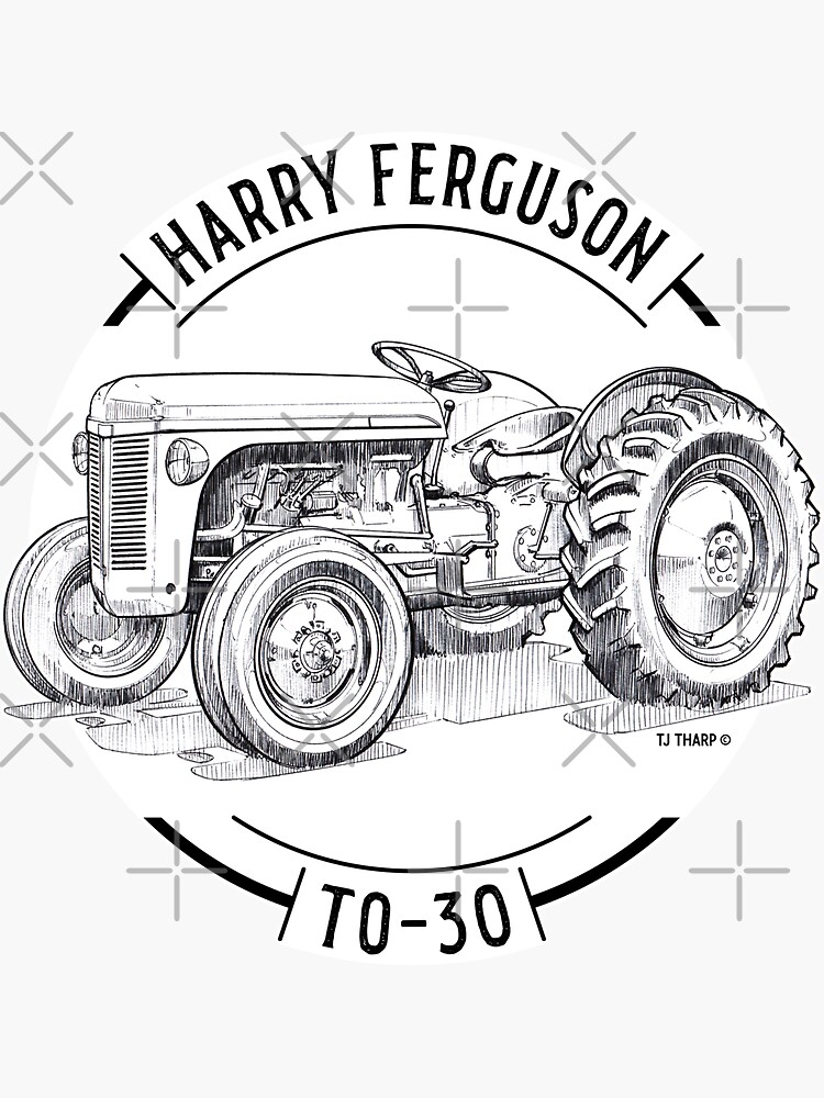 "1951 Harry Ferguson TO-30 Tractor Vintage Logo with Sketch" Sticker ...
