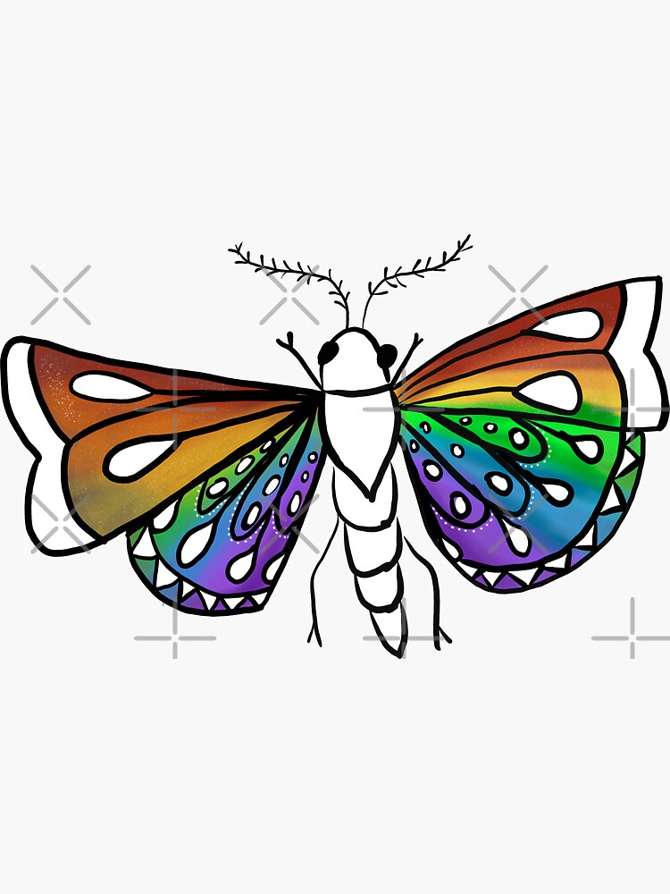 "Pride Rainbow Moth Doodle" Sticker for Sale by GhostieCatto | Redbubble