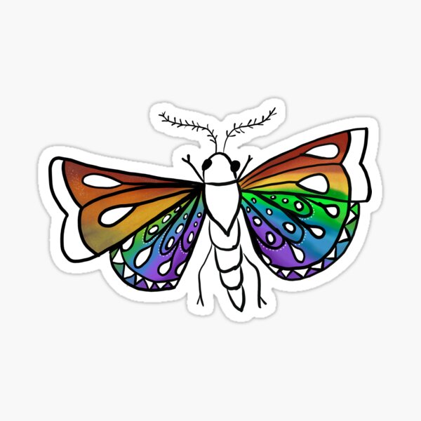 "Pride Rainbow Moth Doodle" Sticker for Sale by GhostieCatto | Redbubble