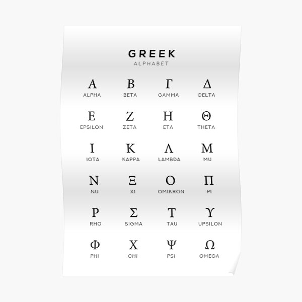 "Greek Alphabet Chart - Greek Language Learning Chart - White" Poster ...