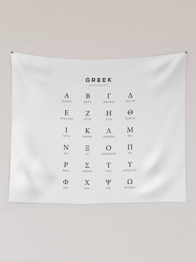 "Greek Alphabet Chart - Greek Language Learning Chart - White" Tapestry ...