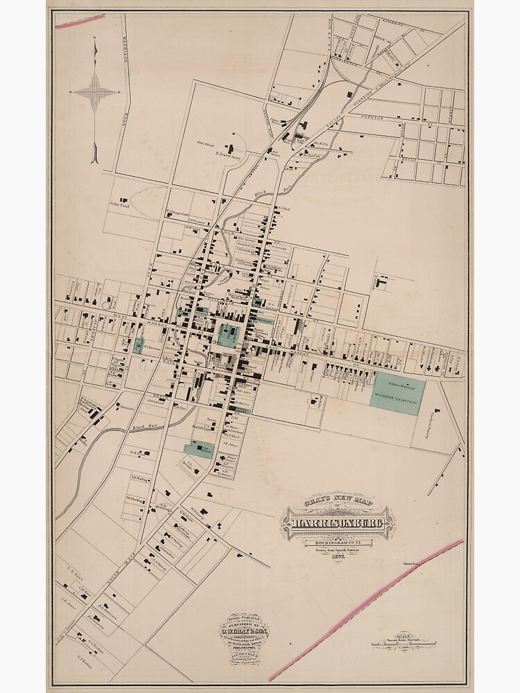 "Vintage Map of Harrisonburg Virginia (1877)" Art Print for Sale by ...