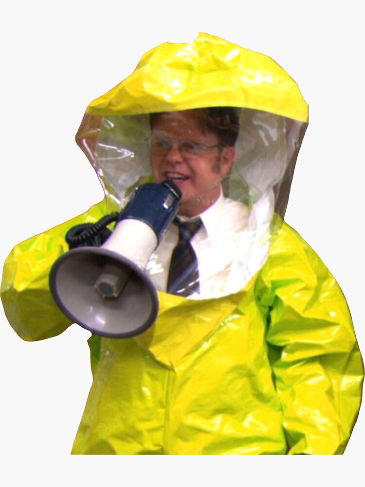 "Dwight hazmat suit" Sticker by Drayziken | Redbubble