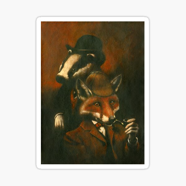 "Fox And Badger Holmes And Watson" Sticker by mictomart | Redbubble