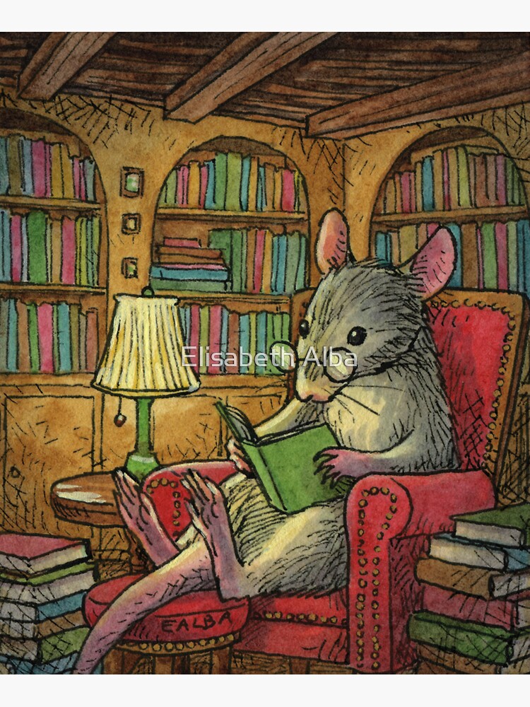 "Library Mouse" Sticker for Sale by elisabethalba | Redbubble