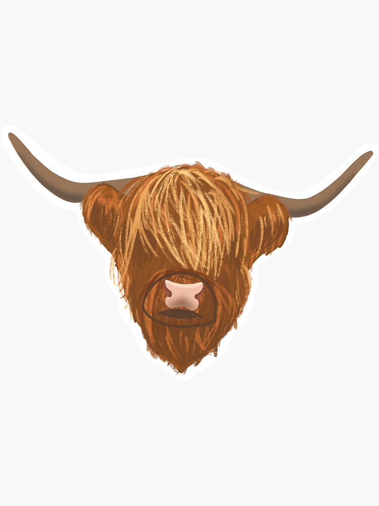 "Highland fuzzy cow " Sticker for Sale by Stringsleadhome | Redbubble