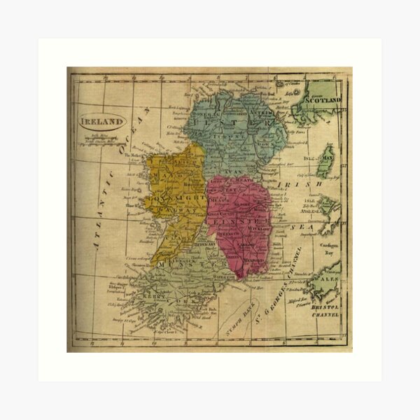 "Vintage Map of Ireland (1808)" Art Print for Sale by BravuraMedia ...