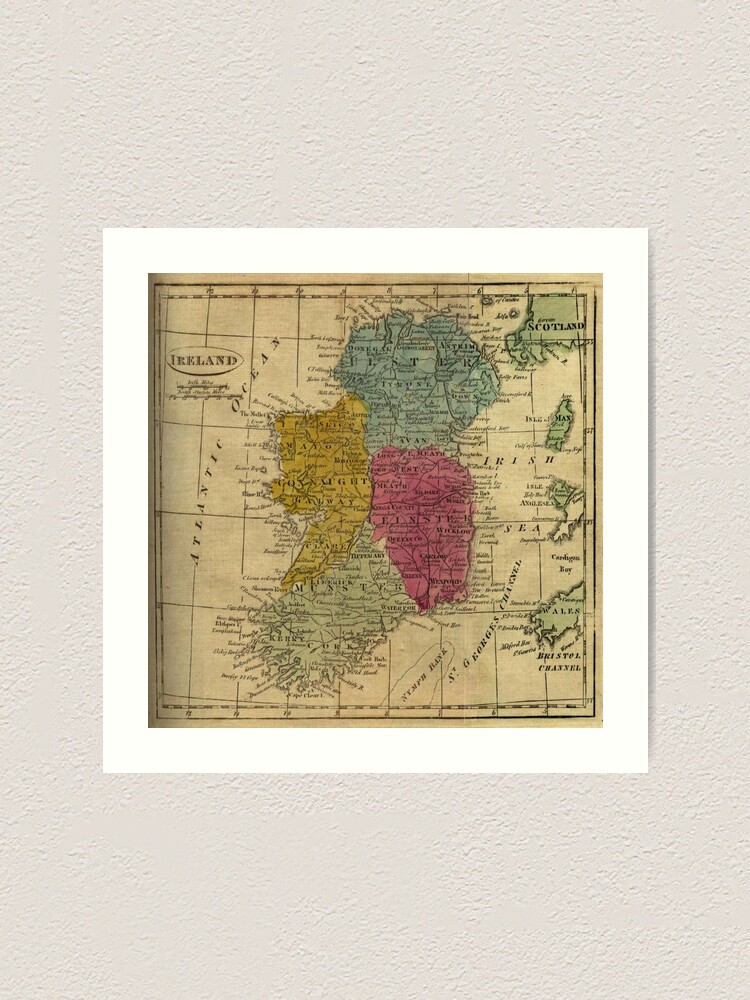 "Vintage Map of Ireland (1808)" Art Print for Sale by BravuraMedia ...