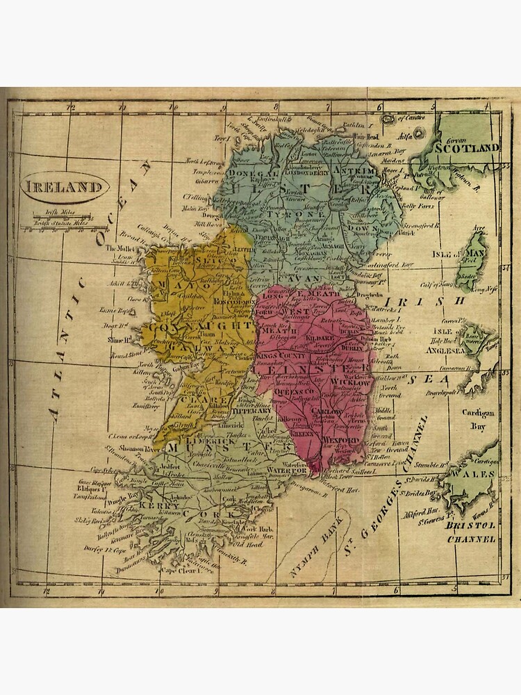 "Vintage Map of Ireland (1808)" Art Print for Sale by BravuraMedia ...