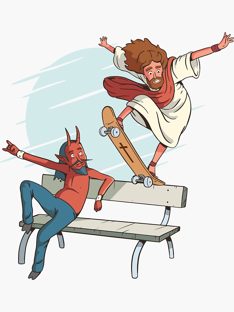 "Jesus Christ Skateboarding" Sticker for Sale by beautyart1 | Redbubble