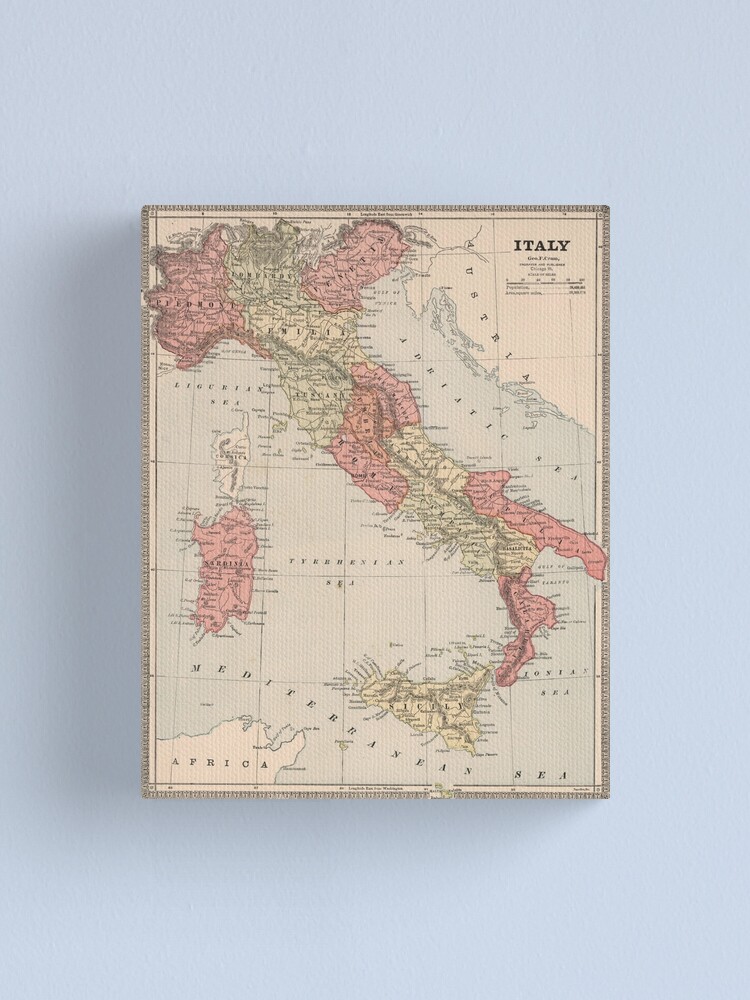 "Vintage Map of Italy (1883)" Canvas Print for Sale by BravuraMedia ...