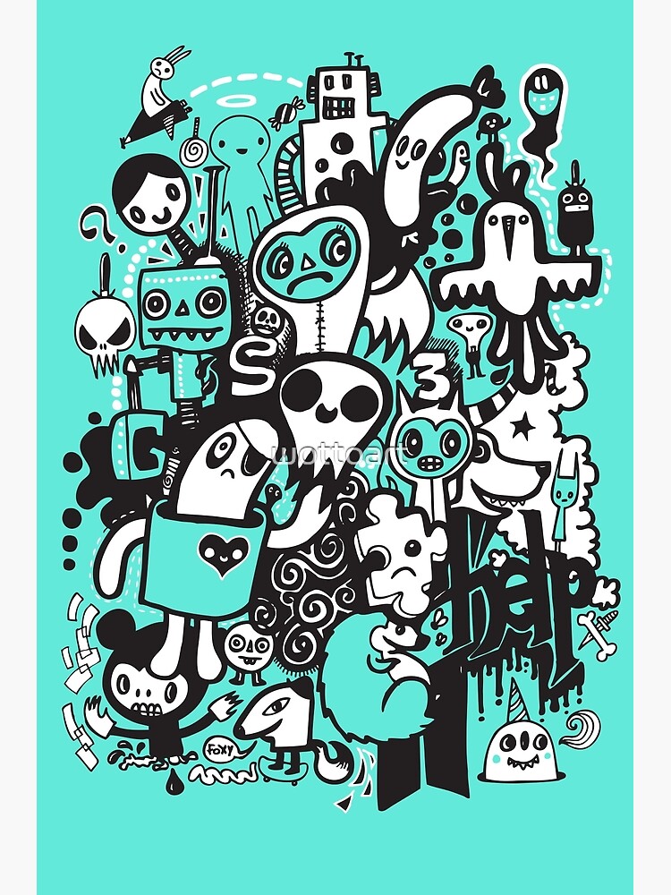 "Help Doodle " Poster for Sale by wottoart | Redbubble