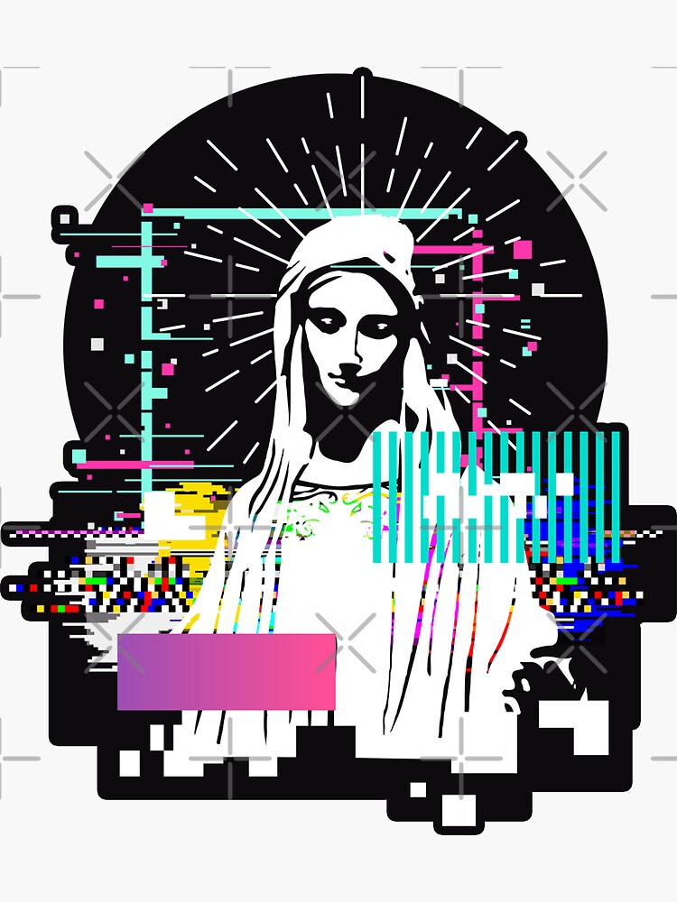 "Retrowave Virgin Mary Christian Immaculate Conception retro 80s style ...