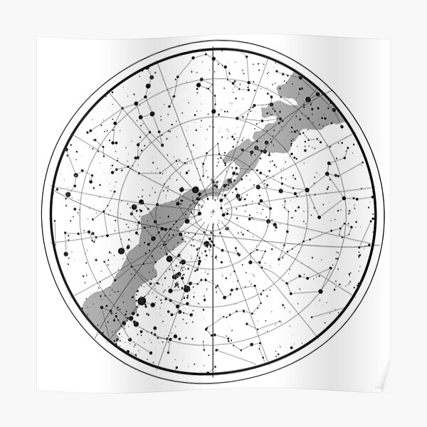 "Star map with ecliptic and galactic equator and Milky Way" Poster by ...