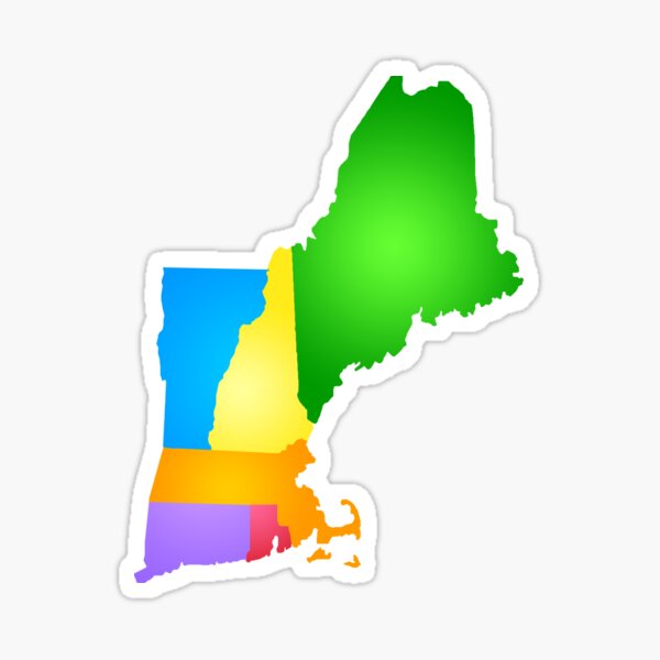 "New England map of colors #1" Sticker for Sale by kevinheaven | Redbubble