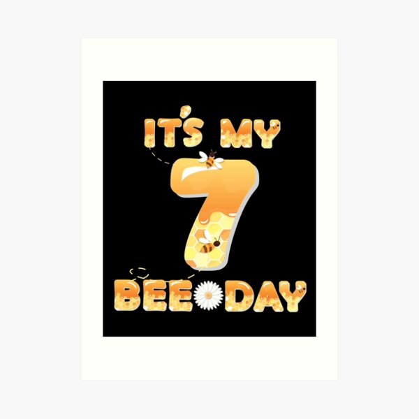 "It's My 7th Bee Day - 7 Years Old Birthday Party Girl graphic" Art ...