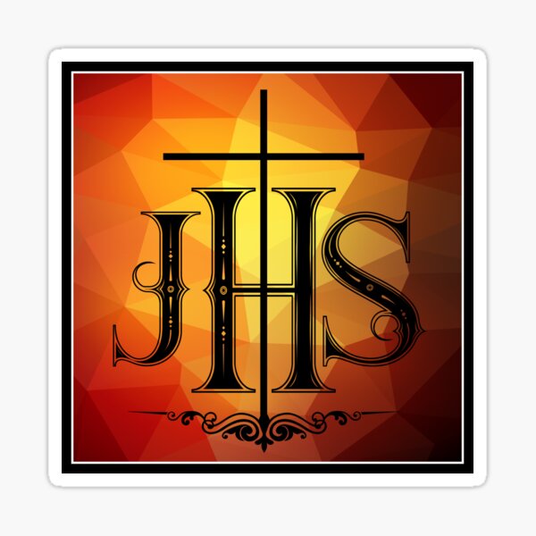 "JHS Jesus Savior Beatified" Sticker by ajkbilder | Redbubble