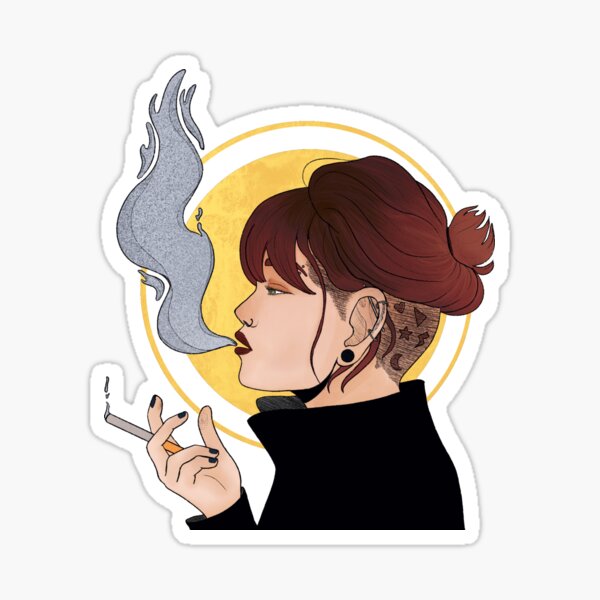 "Smoking girl" Sticker by tardisgrump | Redbubble